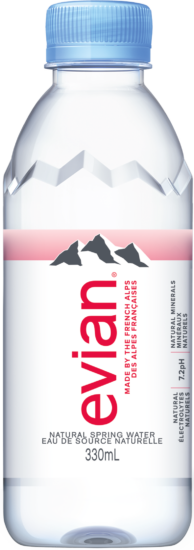 330 mL Water Bottle - Natural Spring Water - Evian